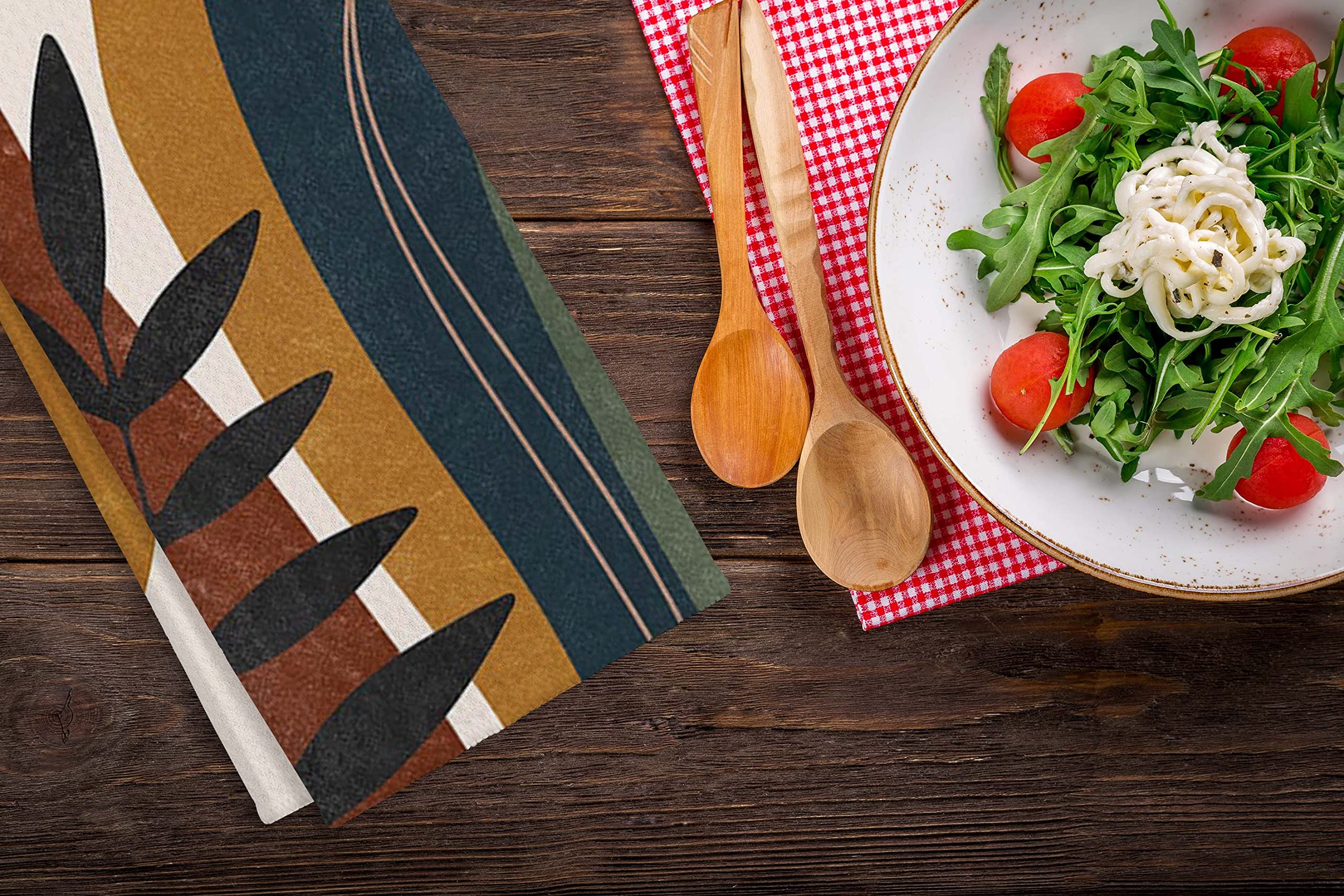 Abstract Boho Sun Mountain Botanical Leaf Kitchen Towels Tea Towels, 16 X 24 Inches Cotton Modern Dish Towels Dishcloths,Dish Cloth Flour Sack Hand Towel for Farmhouse Kitchen Decor,Boho Lovers Gifts
