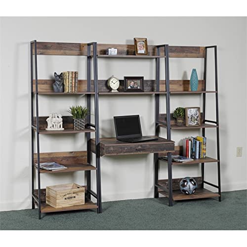OS Home and Office ladder bookcase, Rustic Planked Knotty Pine
