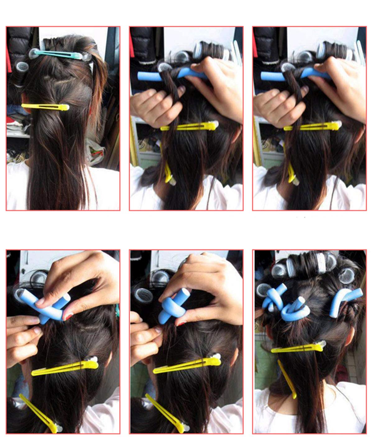 Minerva Curlers for long hair,Flexi Curling Rods Hair Rollers 42-pack 7" Multicolor