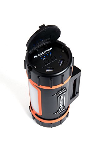 Celestron - PowerTank Lithium Telescope Battery – Rechargeable Portable 12V Power Supply for Computerized Telescopes - 10 Hour capacity/86 Wh - Red/White LED Flashlight - 2 USB Ports
