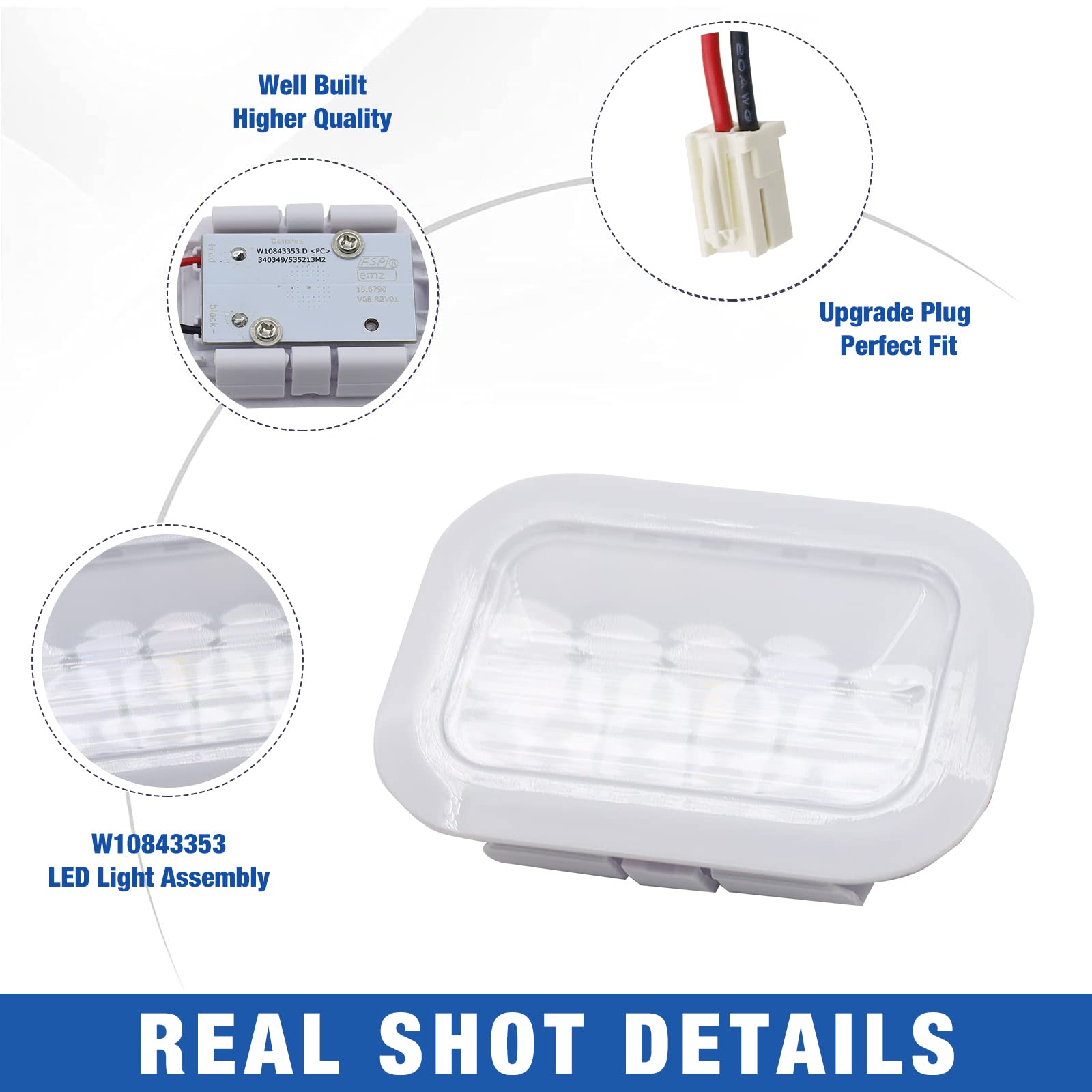 Delixike Refrigerator W10843353 (W11205083, W10695459) 1 LED Module for Whirlpool