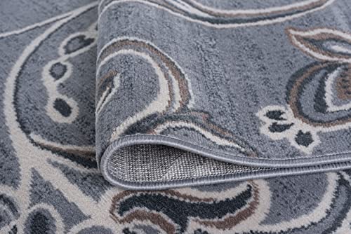 Garland Transitional Floral Gray Round Area Rug, 5' Round