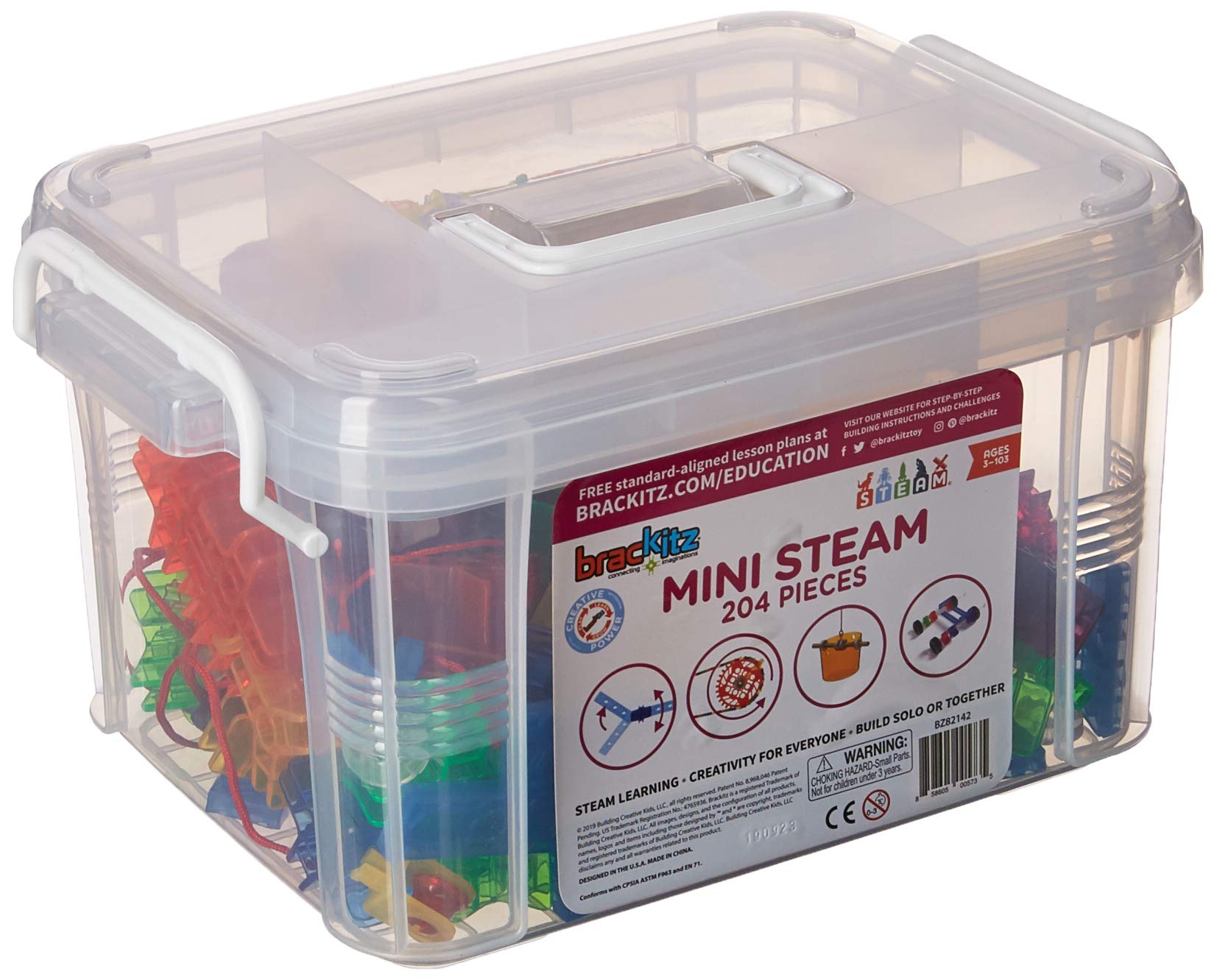 Brackitz Mini STEAM Education Center | STEM Construction Building Block Toy | Sensory Learning Toys for Children PreK-6 | 204 Pc Set