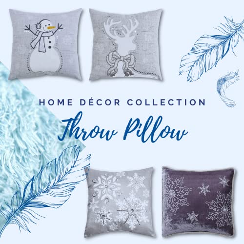 Comfy Hour Let It Snow Collection 14"x14" Silver Snowflake Accent and Throw Pillow Bright Cushion, Polyester