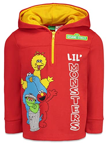 Sesame Street Baby Boys Half Zip Fleece Pullover Hoodie Red, 18-24 Months