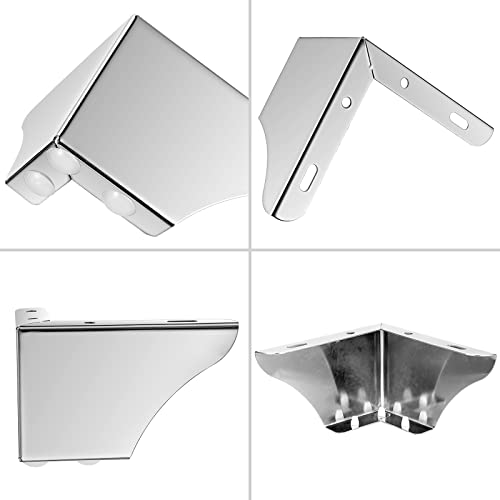 BSTKEY 4Pcs 8CM/3 Inch Modern Metal Furniture Sofa Cabinet Legs with Mounting Screws - DIY Replacement Legs Set for Furniture Cabinet Foot Legs Sofa Bed Desk Table Feet Support, Silver