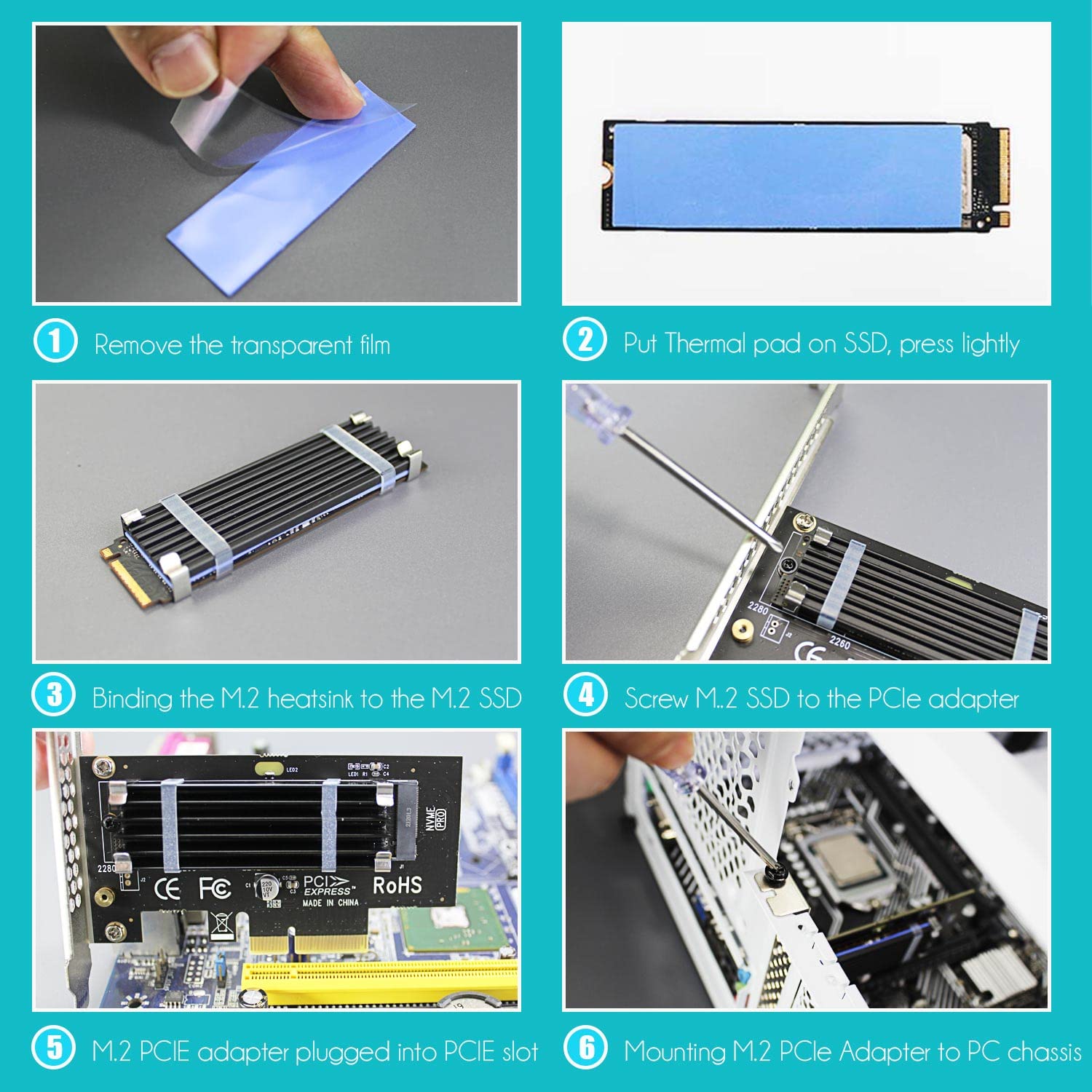 GLOTRENDS PA09-HS M.2 NVMe to PCIe 4.0 X4 Adapter with M.2 Heatsink(22x70x3mm) for M.2 NVMe SSD