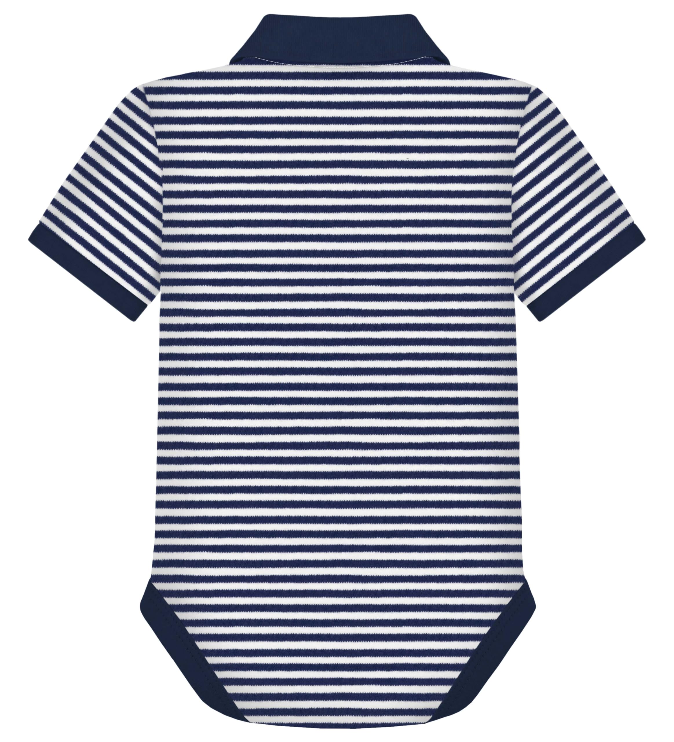 Creative Knitwear Notre Dame University Leprecaun Newborn Striped Polo Bodysuit, Navy, 3-6 Months