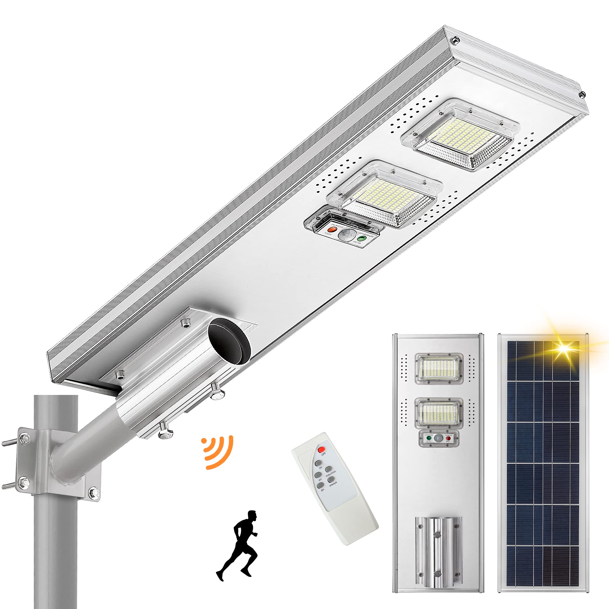 Lovus 1200W Commercial Solar Street Lights, 30000LM LED Outdoor Solar Flood Security Light Dusk to Dawn with Motion Sensor for Parking Lot, IP65 Waterproof Wall or Pole Mount Light, ST100-033
