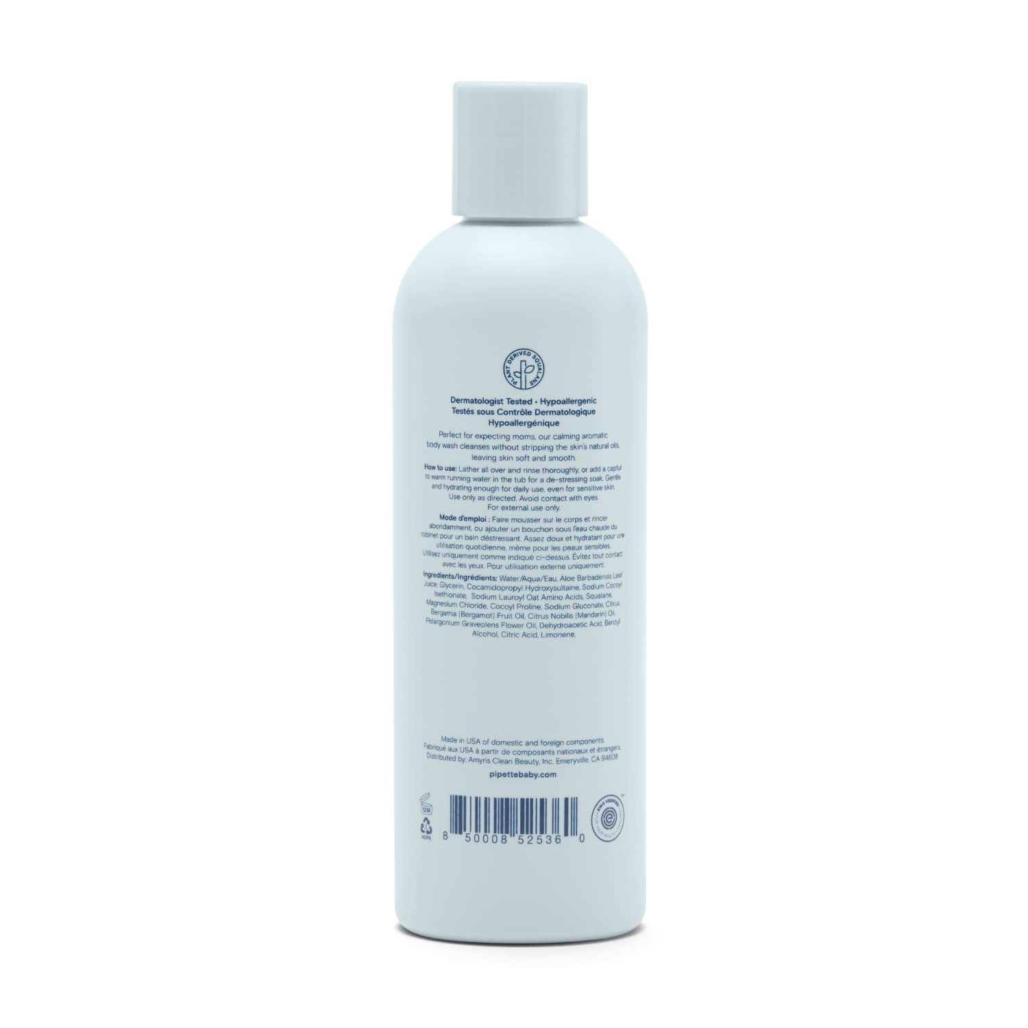 Pipette Relaxing Body Wash - Plant-derived Moisturizing Squalane, Aromatherapeutic Citrus & Geranium, Ideal Pregnant Mom Gifts or Pregnancy Gift, 8 fl oz