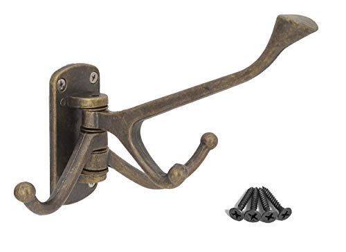 OVOV Rustic Tirple Swivle Hook Zinc Alloy Wall Mounted Coat Hook Multifunctional Foldable Decoration Robe Hook(Antique Bronze)