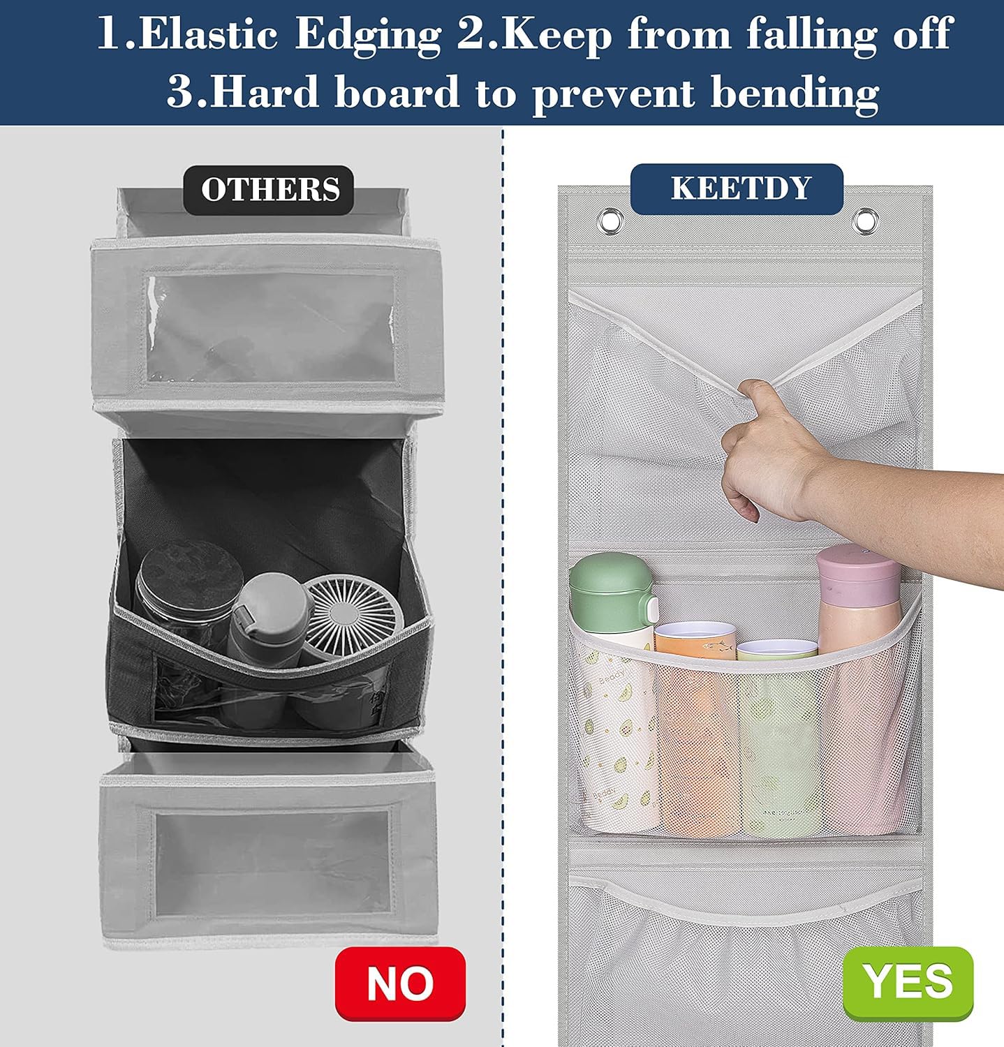 KEETDY Over The Door Organizer Storage for Closet with 5 Pockets Organizer for Bedroom Bathroom, 2 Pack