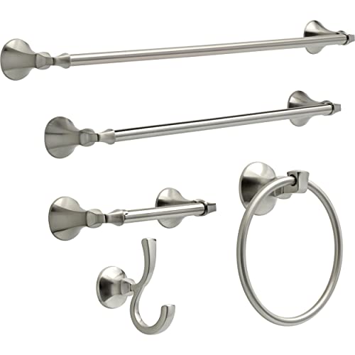Delta Faucet Mandara Double Towel Hook, SpotShield Brushed Nickel , Bathroom Accessories, 76235-BN