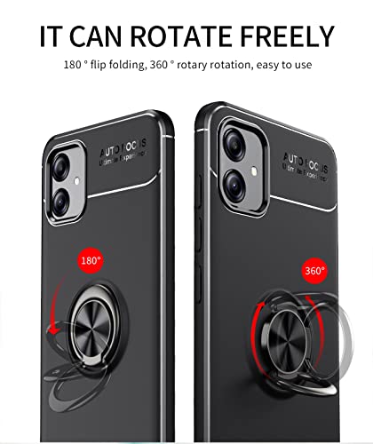 Asuwish Phone Case for Samsung Galaxy A04 with Tempered Glass Screen Protector Cover and Cell Accessories Kickstand Stand Magnetic Ring Holder Protective Soft TPU Silicone Ao4 A 04 4G Women Men Black