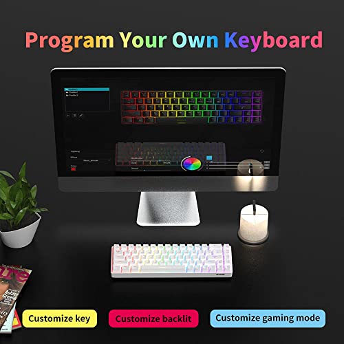 NACODEX 68 Key 65% Hot swappable Mechanical Keyboard, 2.4G Wireless/Bluetooth/Wired RGB Backlit Keyboard, 1900mAh Programmable Keyboard for Win/Mac/Gaming, Linear Red Switch