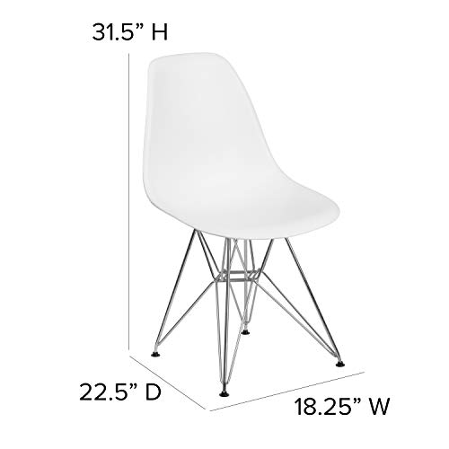 Flash Furniture 2 Pack Elon Series White Plastic Chair with Chrome Base