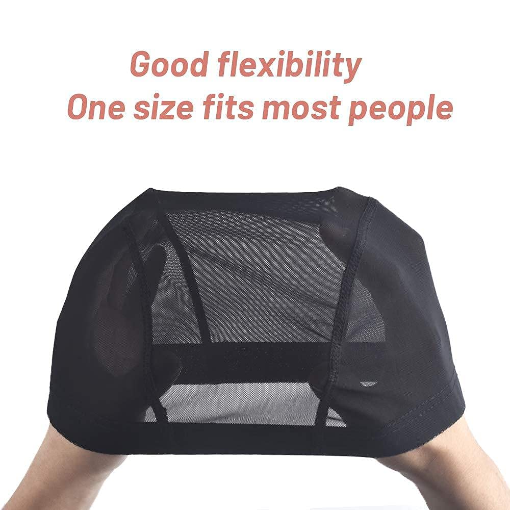 Smilco Mesh Dome Cap for Wig Making 6 Pack Stretchable Dome Mesh Lace Front Wig Caps for Women (Black)