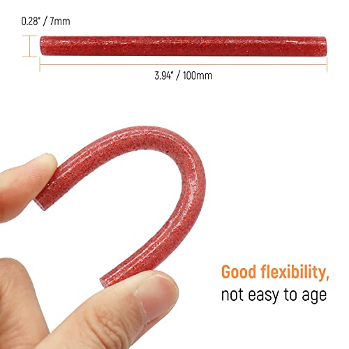 FOCMKEAS 16 PCS Mini Hot Glue Sticks 0.27" Dia. x 3.94" Long Hot Melt Glue Gun Sticks All Purpose Adhesive for Multi-Temp Hot Glue Gun Glue DIY Work, Glitter Red