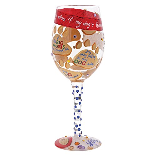 Designs by Lolita “Love My Dog” Hand-painted Artisan Wine Glass, 15 oz.