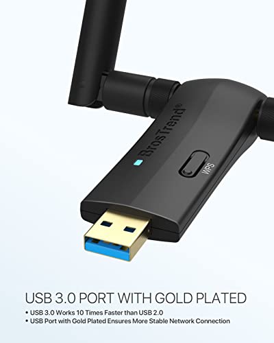 BrosTrend Linux WiFi Adapter for Ubuntu, Mint, Kali, Debian, Lubuntu, Xubuntu, Mate, Zorin, PureOS, Raspberry Pi 2+, Windows 11, 1200Mbps, 5GHz/2.4GHz, Long Range 2X5dBi Antennas, USB3.0