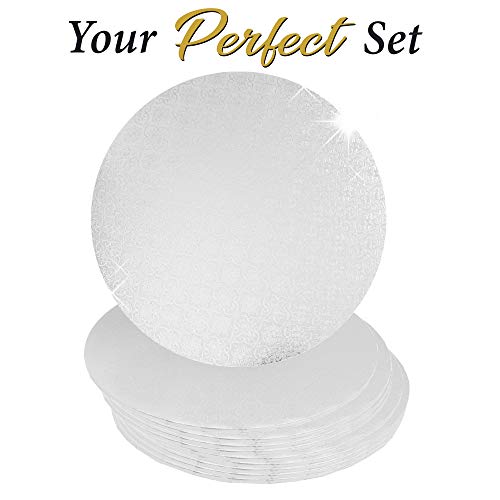 O'CREME White Wraparound Cake Pastry Round Drum Board 1/4 Inch Thick, 8 Inch Diameter - Pack of 10