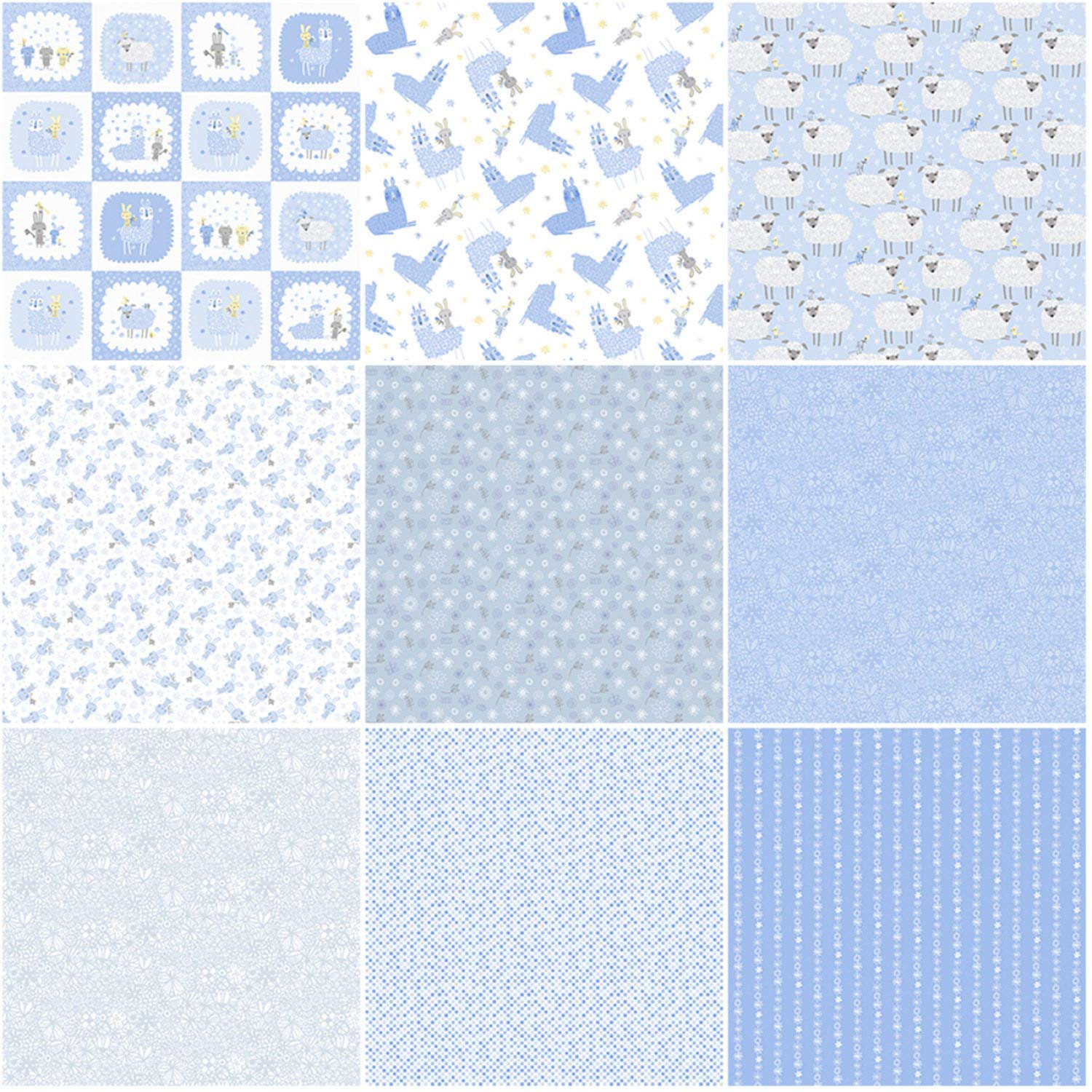 Terry Runyan Baby Buddies Blue 9 Fat Quarters Benartex