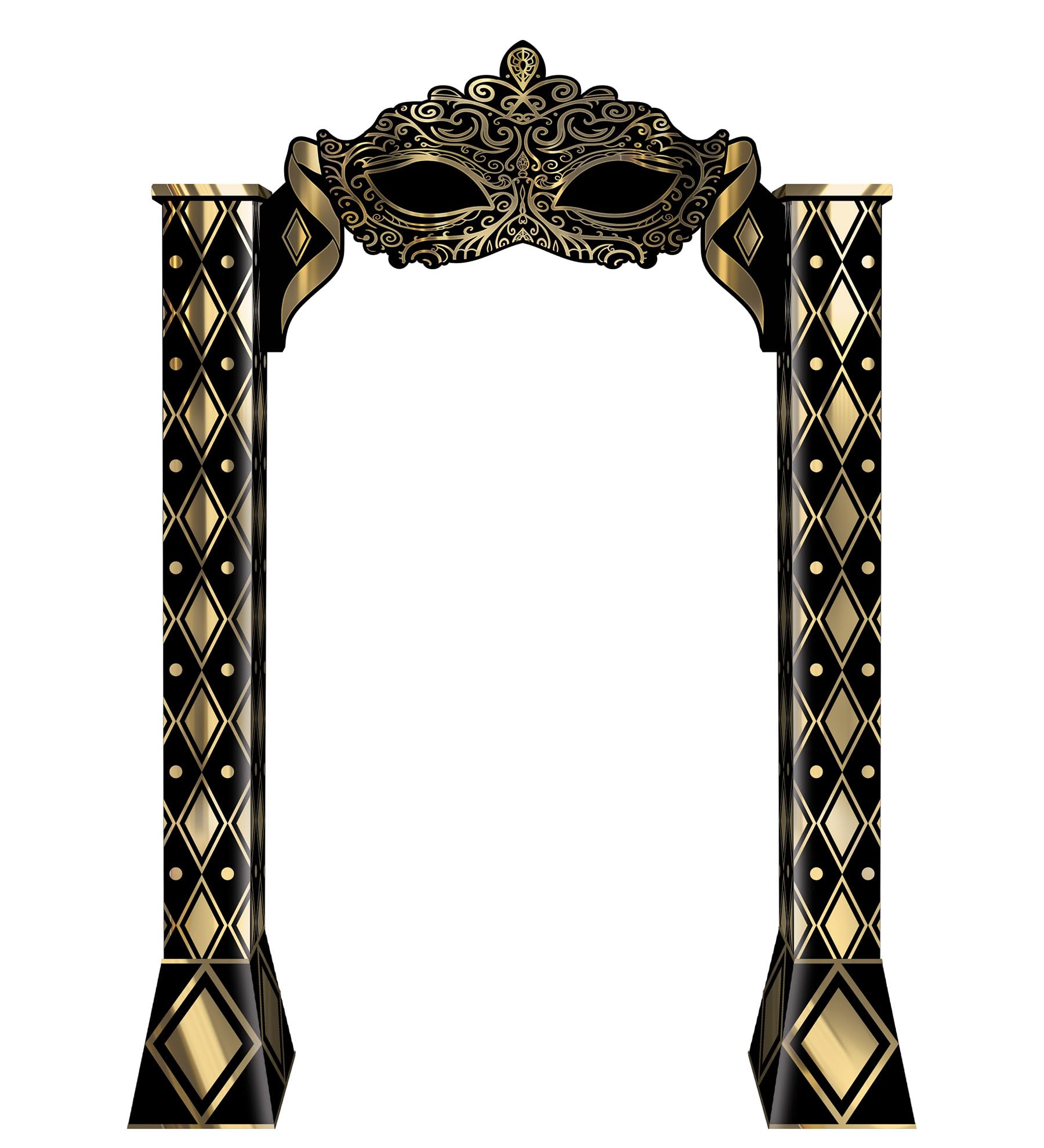 Beistle 4' x 5' 2.75" Cardboard Masquerade Ball Archway Photo Prop, Carnival Mardi Gras Prom Decorations
