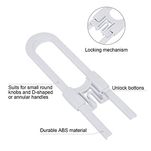 Goodv Baby Proof Cabinet Lock - 2 Pack Adjustable Child Safe U Shape Straps Multi-use for Closet Drawer Dresser No Adhesive No Tools(2)