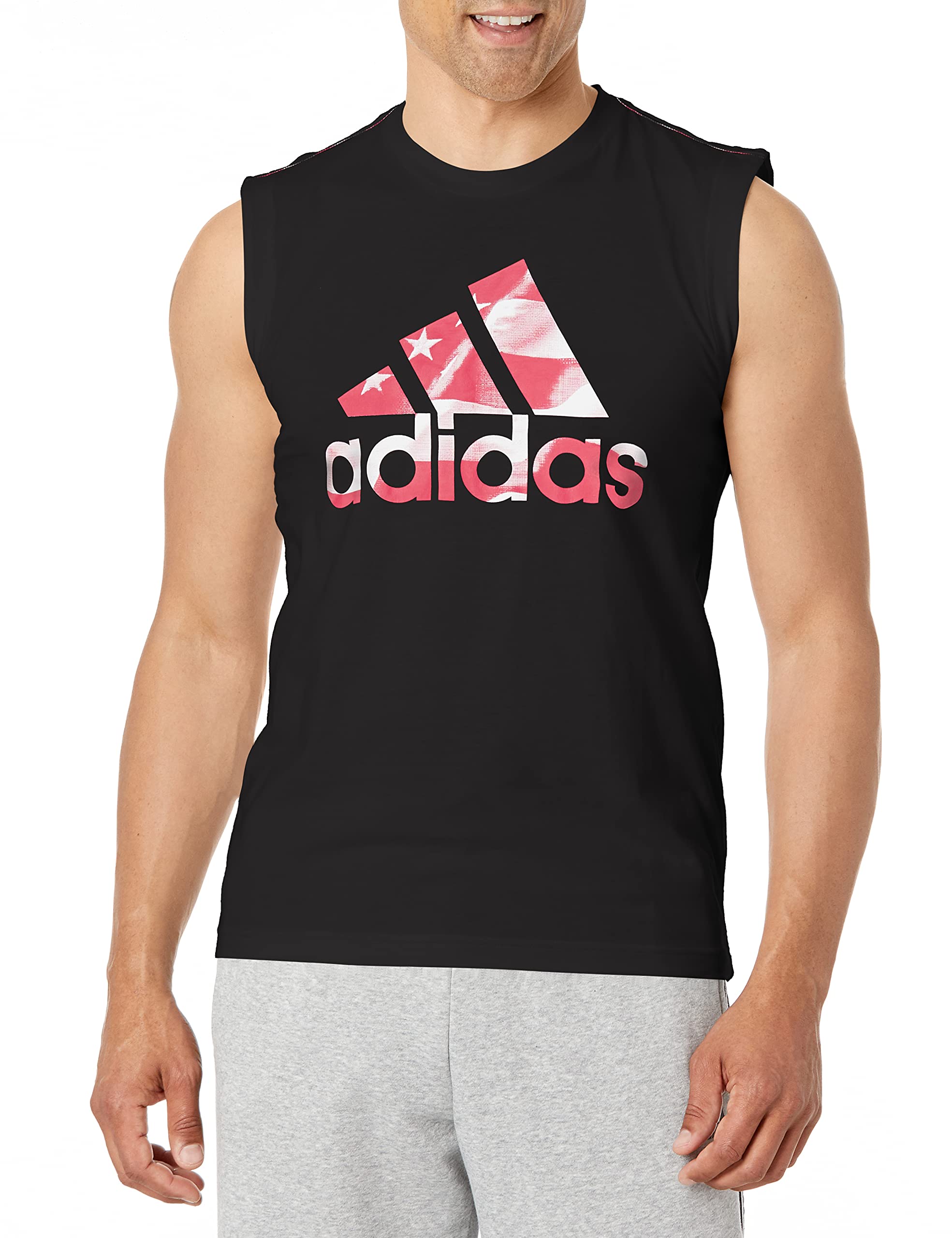 adidas Mens Americana Cotton Graphic Tank Scarlet XX-Large