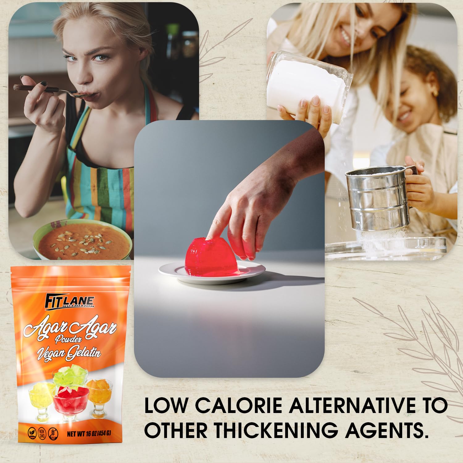 Agar Agar Powder 8oz - Vegan Gelatin Powder Unflavored - For Use in Baking, Vegan Jello, DIY Petri Dishes, as a Thickener and Gummy Candy Mixes – Nutrient Rich - by Fit Lane Nutrition