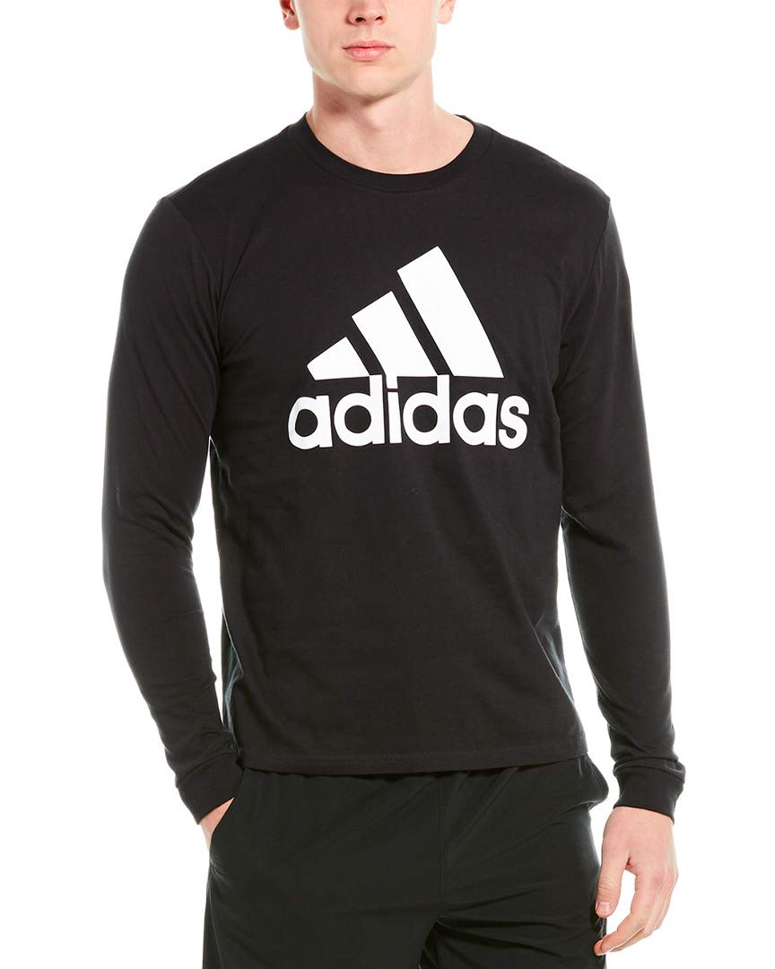 adidas mens Basic Badge of Sport Long Sleeve Tee Black X-Large
