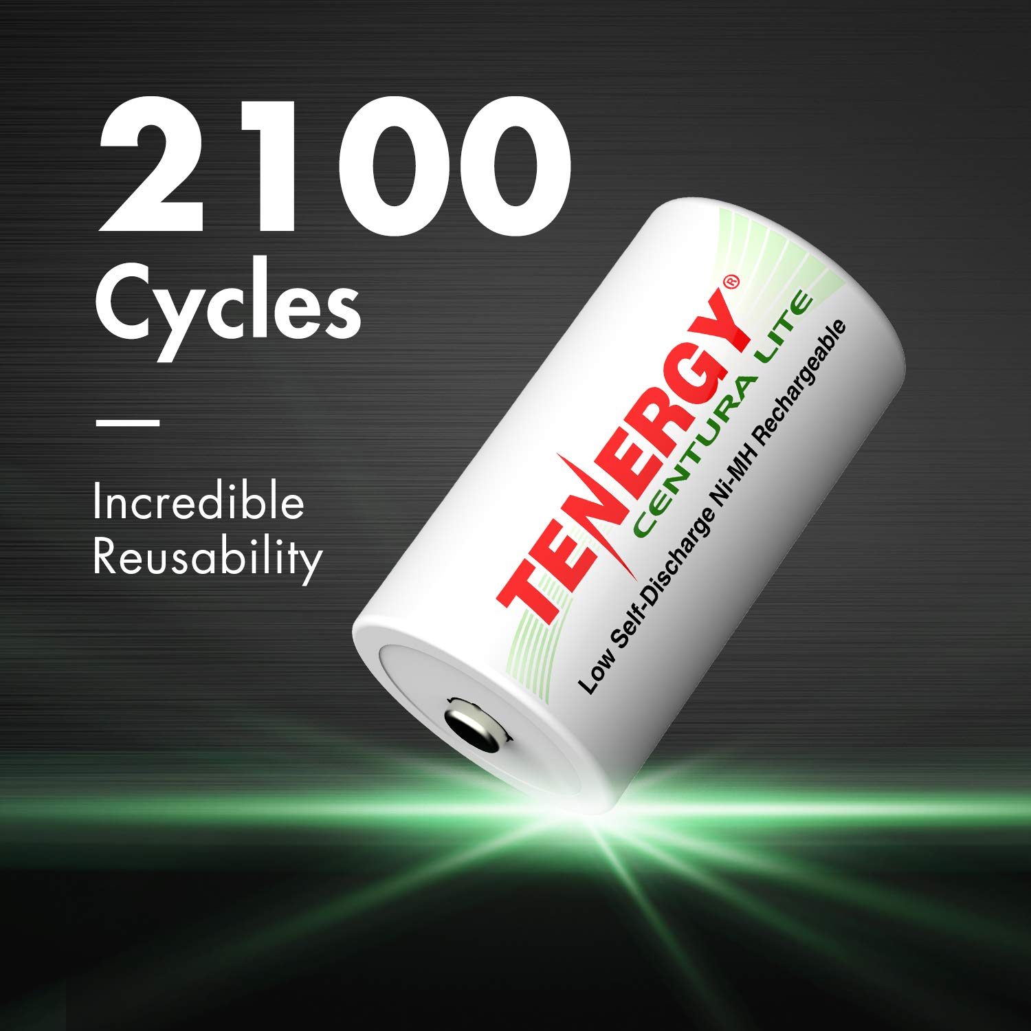 Tenergy Centura Lite 1.2V NiMH Rechargeable D Battery, 3000mAh Low Self Discharge D Cell Batteries, Pre-Charged D Size Battery, UL Certified, 4 Pack
