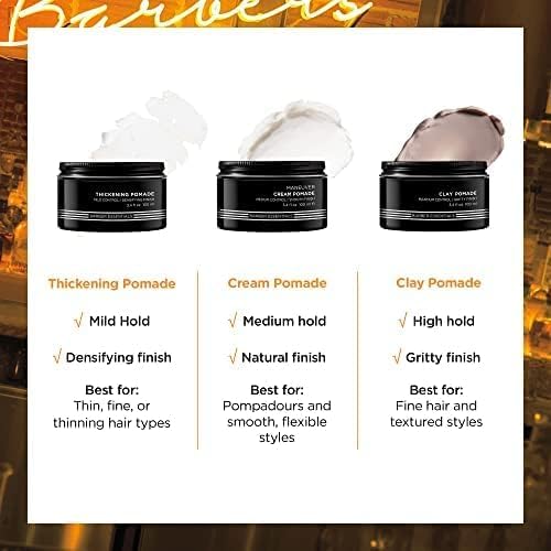 Redken Brews Clay Pomade For Men | Men's Volumizing Clay Pomade | Long-Lasting High Hold | Matte Finish | For Fine And Medium Hair Types | 3.4 Fl. Oz