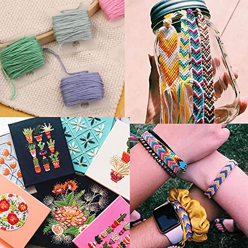 606Pcs Friendship Bracelet String Kit with Storage Box, 56 Colors Embroidery Floss Thread, 500 Beads, 50 Cross Stitch Tools for Hand Embroidery Knitting Sewing Floss Bobbins