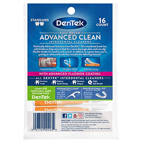 DenTek Easy Brush Interdental Cleaners, Mint, 16 Count | 10 Pack