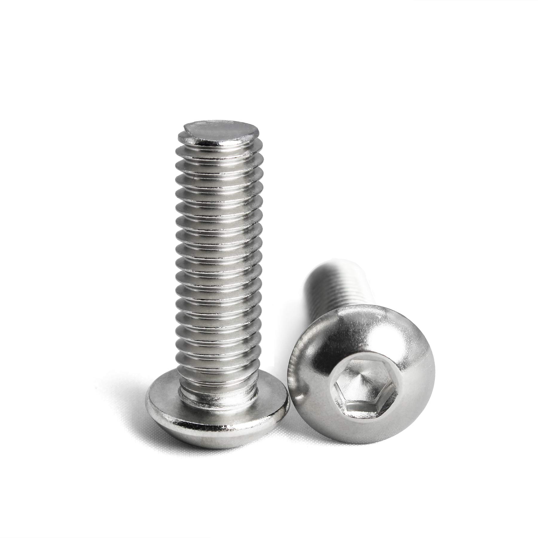 M5 x 20mm 25mm 30mm 35mm 40mm Button Head Socket Cap Screws Bolts, 304 Stainless Steel, Bright Finish, Metric Allen Hex Drive, Fully Threaded, 50PCS