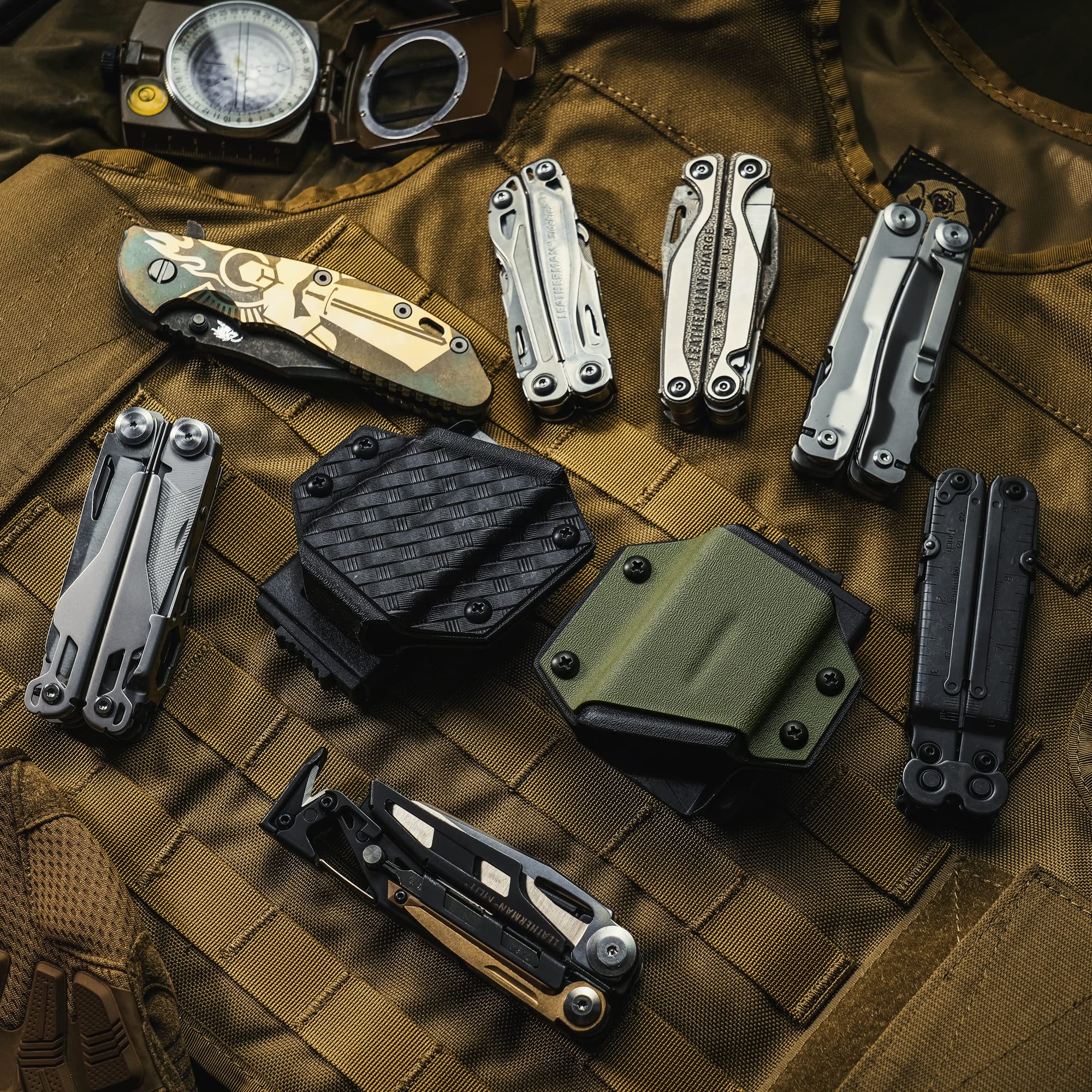 TACTICAL GEEK TX1Multi-Tool Sheath, EDC Multi Tool Sheath Holder Holster, Adjustable Sheath with Back Clip for Belt, Multi-Tool not Included (Green)