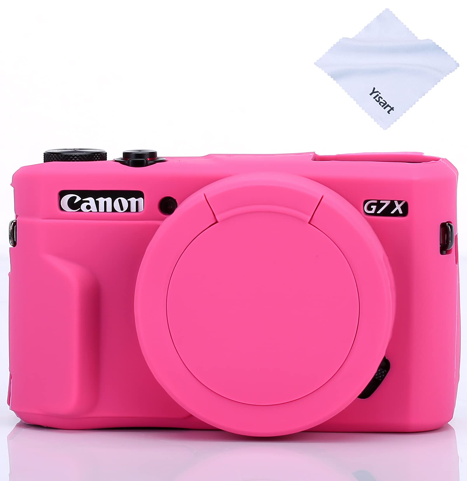 G7X Mark II G7X Removable Lens Cover Silicone Cover Rubber Soft Camera Case Cover for Canon PowerShot G7X II G7X (Rosered)
