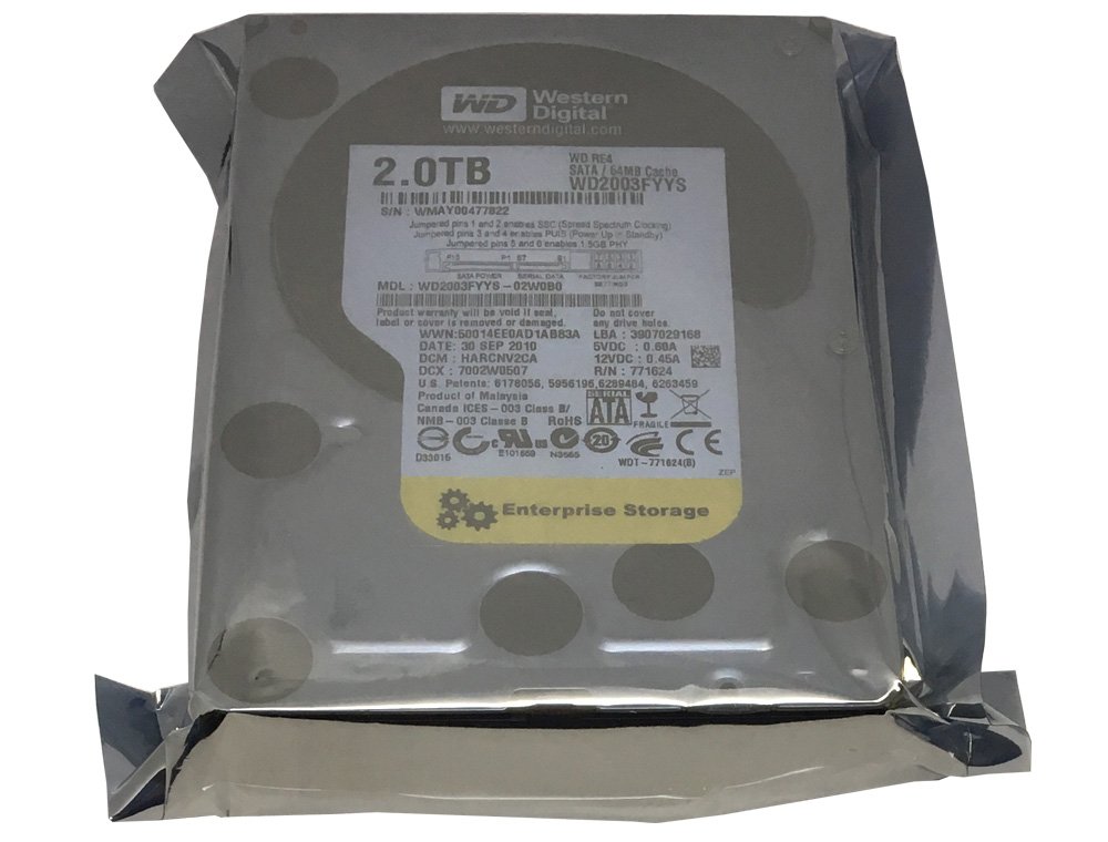 Western Digital RE4 WD2003FYYS 2TB 7200RPM 64MB Cache SATA 3.0Gb/s 3.5in (Enterprise Grade) Internal Hard Drive (Renewed)