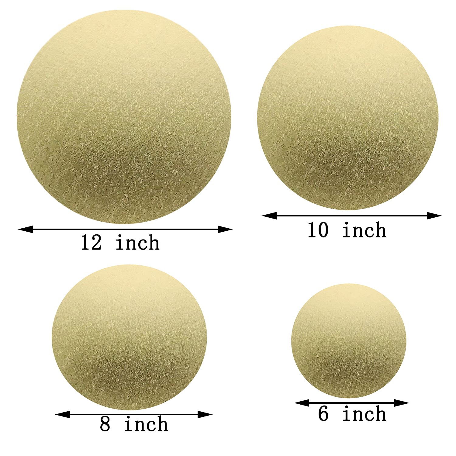4 Pack Cake Boards, 6, 8, 10, 12 Inch Round Cake Circles, Cake Base Cardboards 1 of Each Size for Cake Decorating, Golden