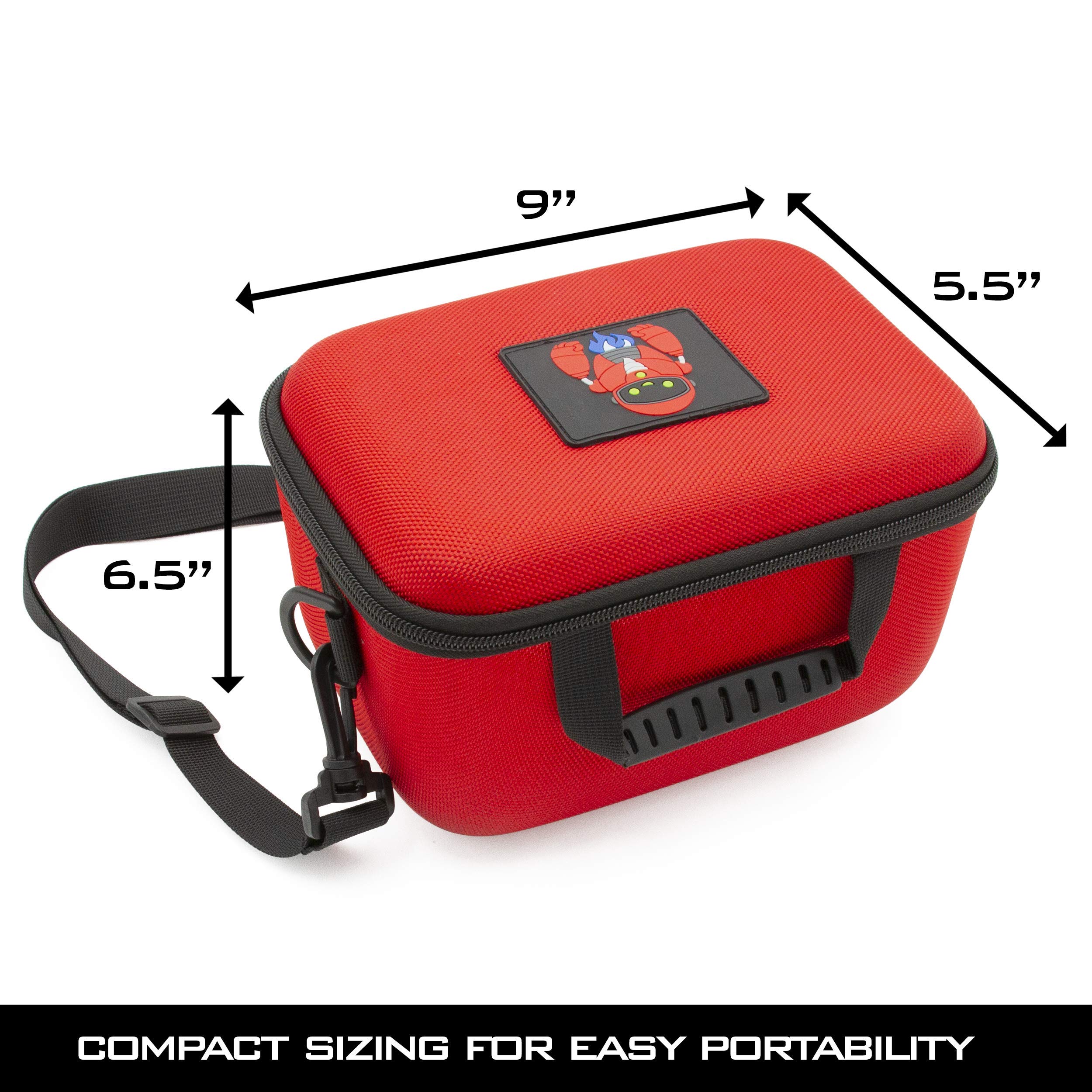 CASEMATIX Miniature Storage Hard Shell Figure Case - 30 Slot Figurine Carrying Case with Adjustable Shoulder Strap and Accessory Storage for Warhammer 40k, DND and More, Red