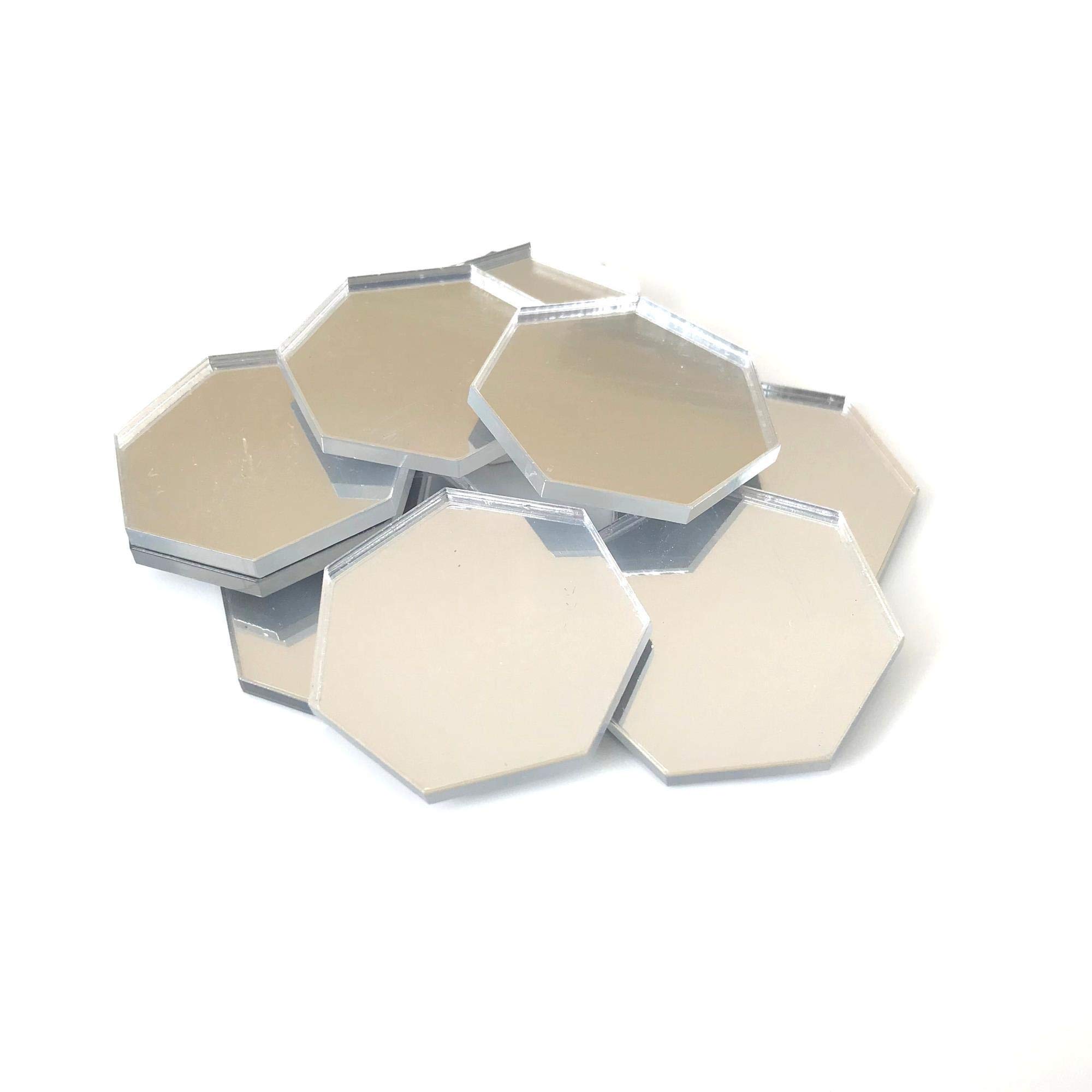 Super Cool Creations Heptagon Shaped Crafting Mirrors, Set of 10, Many Colours, Shatterproof Acrylic, Graphite, Pack of 10 x 4cm