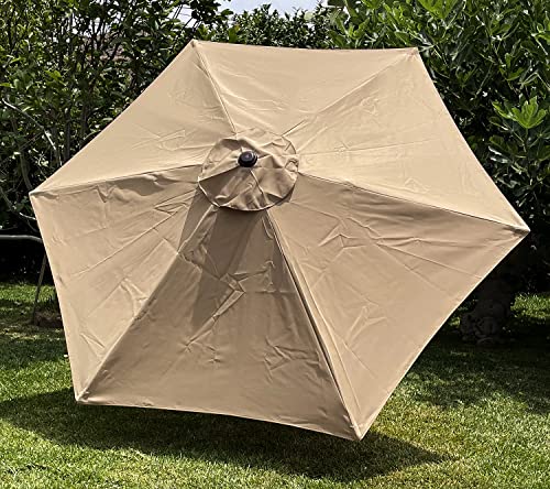 BELLRINO DECOR Replacement STRONG & THICK Umbrella Canopy for 9ft 6 Ribs (Canopy Only) (LIGHT COFFEE)