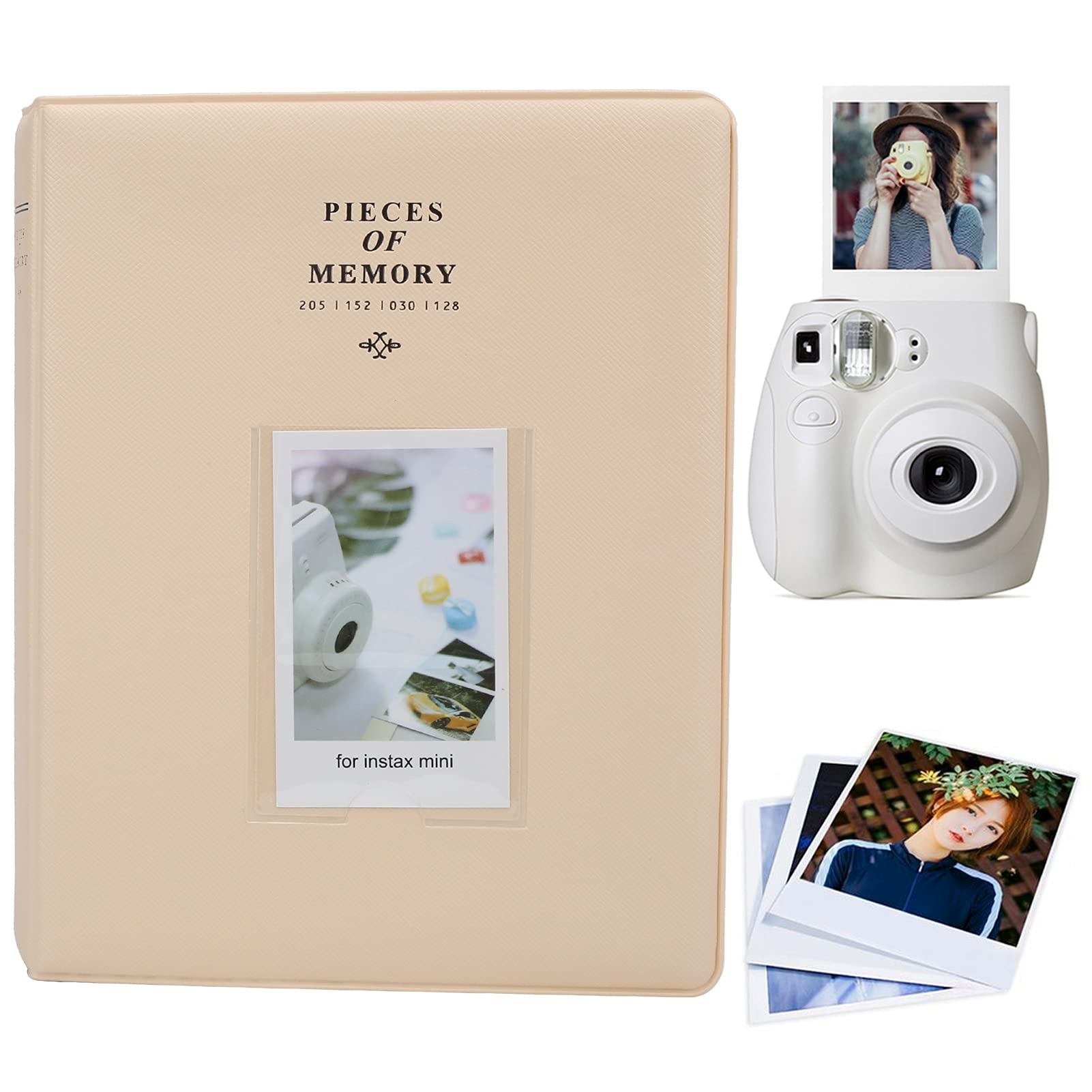 3in 128 Pockets Universal Photo Album Business Card Holder for Mini (Beige)