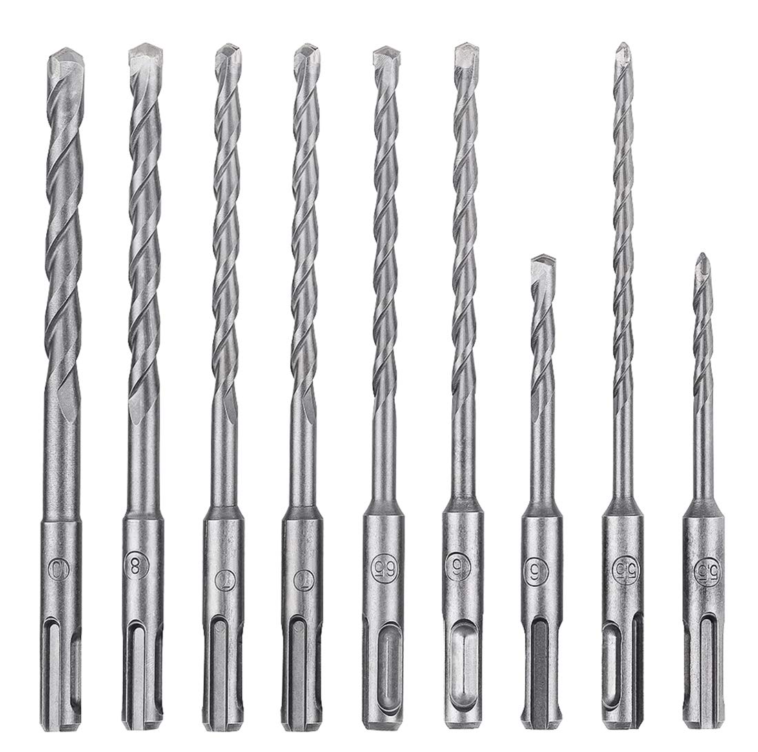 SDS-Plus Rotary Hammer Drill Bits Set,Chisels- SDS Plus Concrete Masonry Hole Tool,4pcs Chisel and 13pcs SDS Plus Rotary Hammer Drill Bit for Drilling Concrete, Masonry, Bricks and Stone(17 PCS)