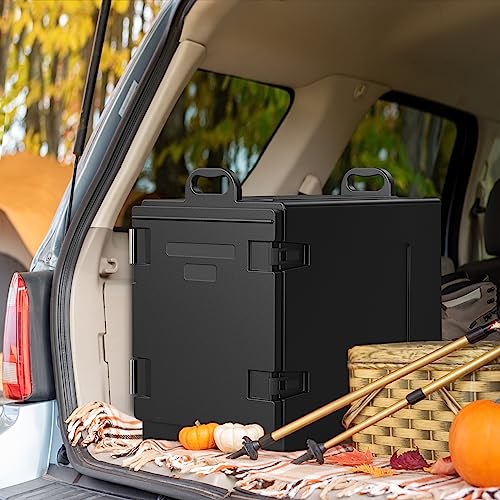 COSTWAY End-Loading Insulated Food Pan Carrier, for 5 Full-Size Pan, 81 Quart Capacity, Food-grade LLDPE Material, Portable Food Warmer with Fastener, Ideal for Canteen and Restaurant Use