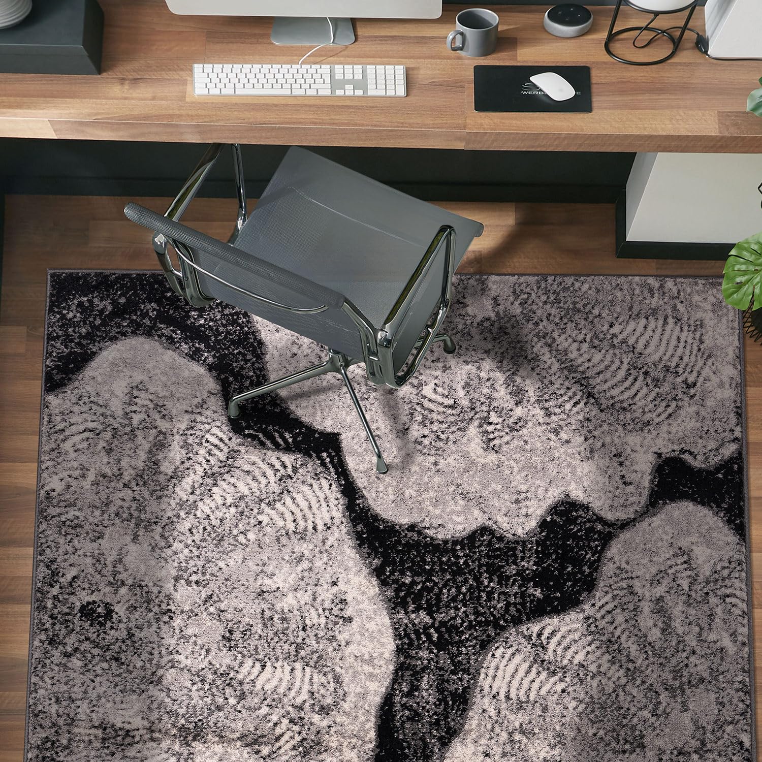 Rugshop Contemporary Floral Design Non Shedding Soft Ideal for Living Room,Bedroom,Kitchen Area Rug 7' 10" x 10' Black