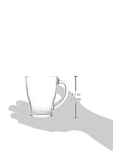 Duralex Made In France Cosy Glass Mug (Set of 6), 12.37 oz, Clear