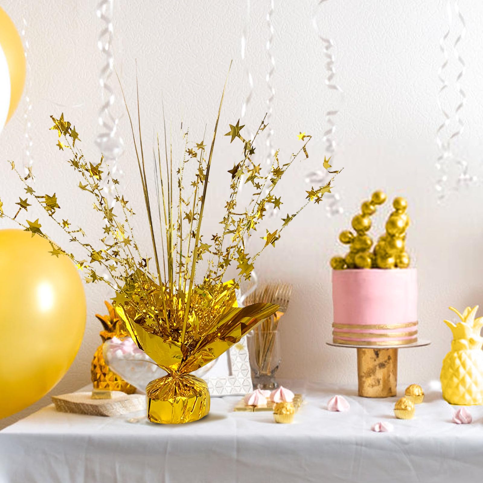 ALISSAR Glitter Gold Star Centerpieces-Table Decorations for Home Decor Birthday Wedding Anniversary Decor (Gold) (4, Gold)