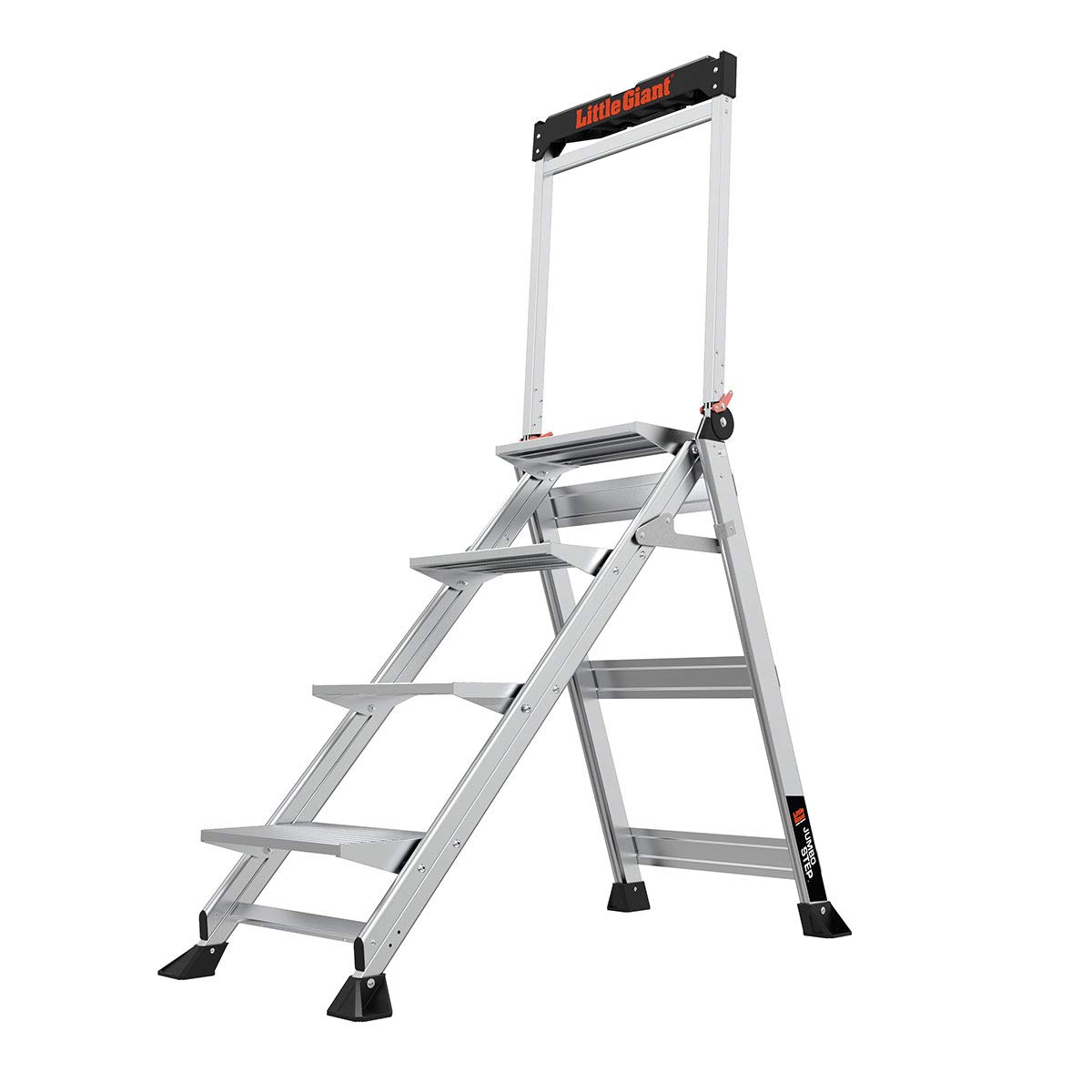 Little Giant Ladders, Jumbo Step, 3-Step, 2 Foot, Step Stool, Aluminum & Little Giant Ladders, Jumbo Step, 4-Step, 3 Foot, Step Stool, Aluminum, Type 1AA, 375 lbs Weight Rating, (11904)